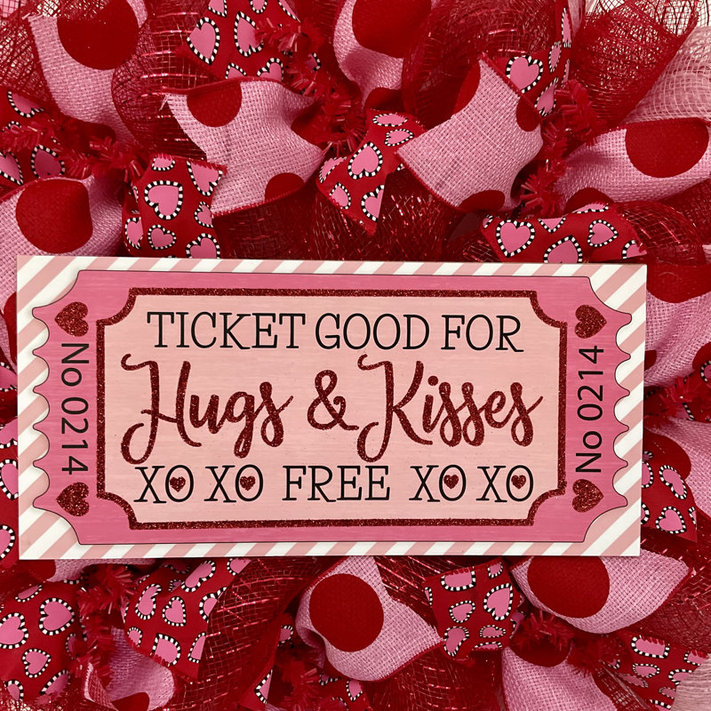 The Holiday Aisle® Janetzi Valentine's Day Wreath Tickets For for Hugs and Kisses | Wayfair